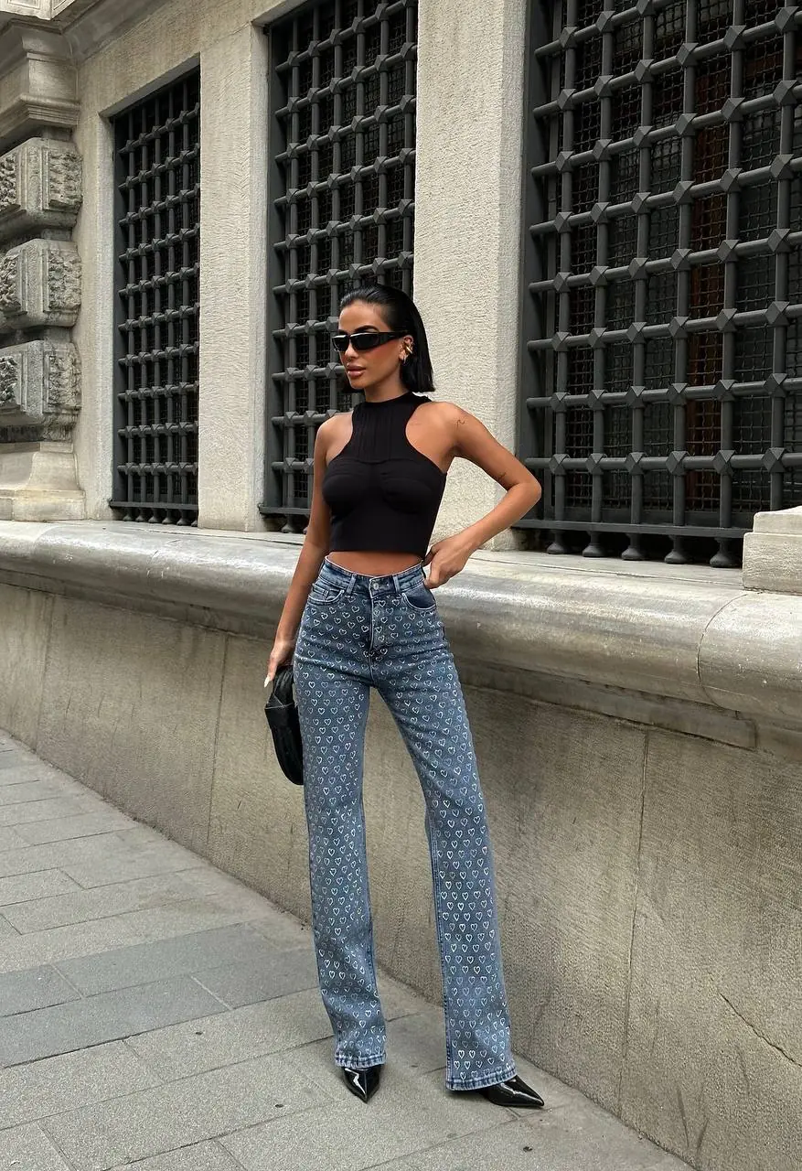 Mini Kalp Taş Detay Palazzo Jean GLM-452