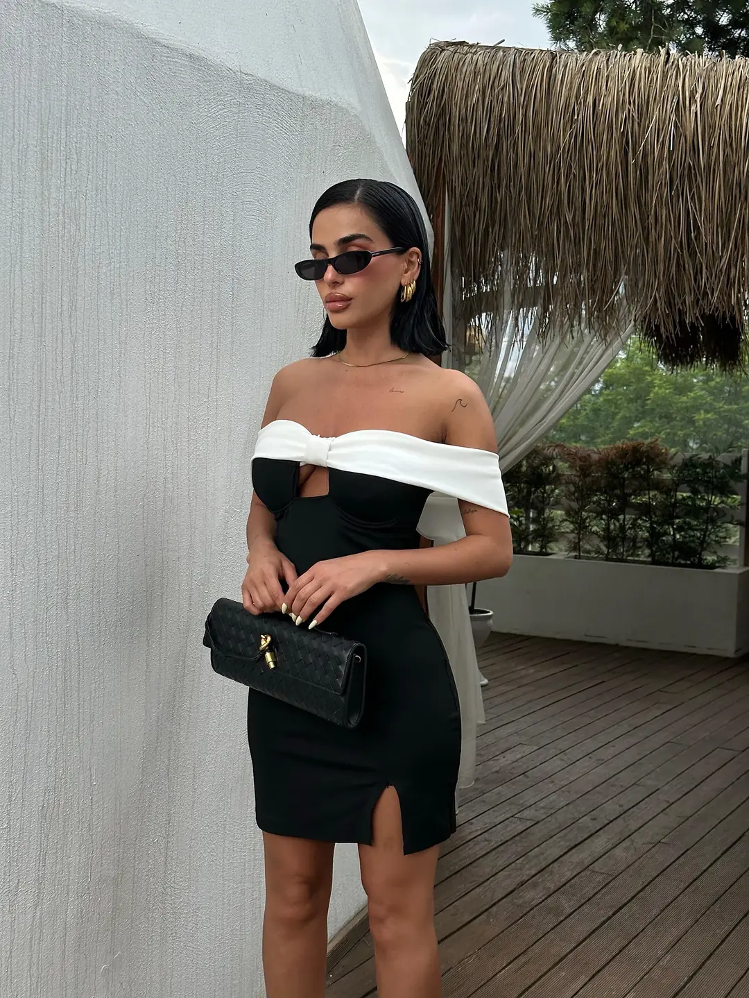 Göğüs Detaylı Straplez Elbise GLM-518