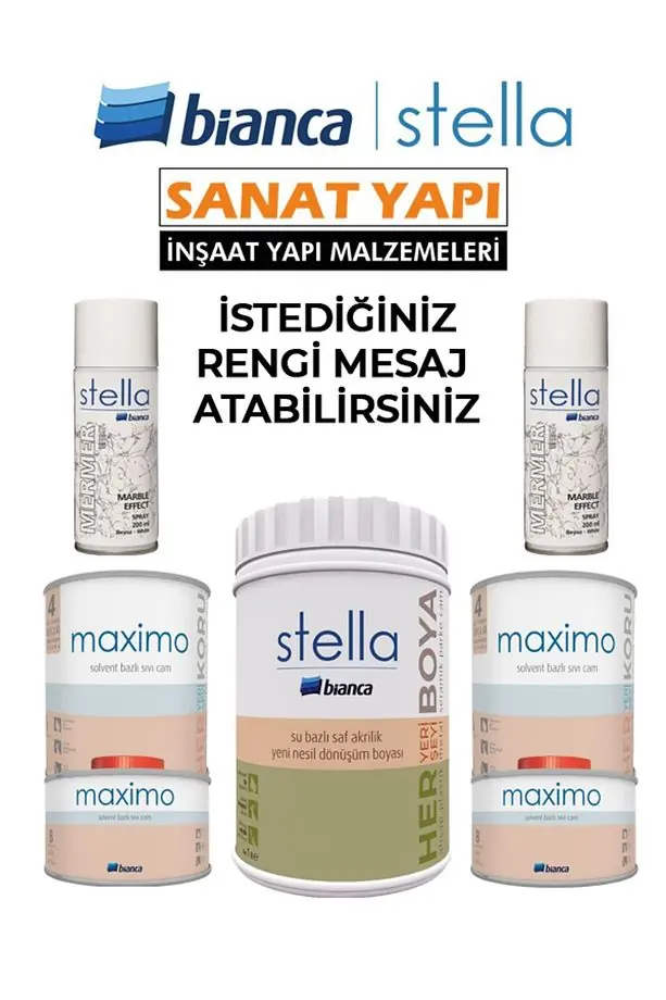 Stella Set Boya Beyaz + 2 Mermer Efekti + 2 Maximo Parlak
