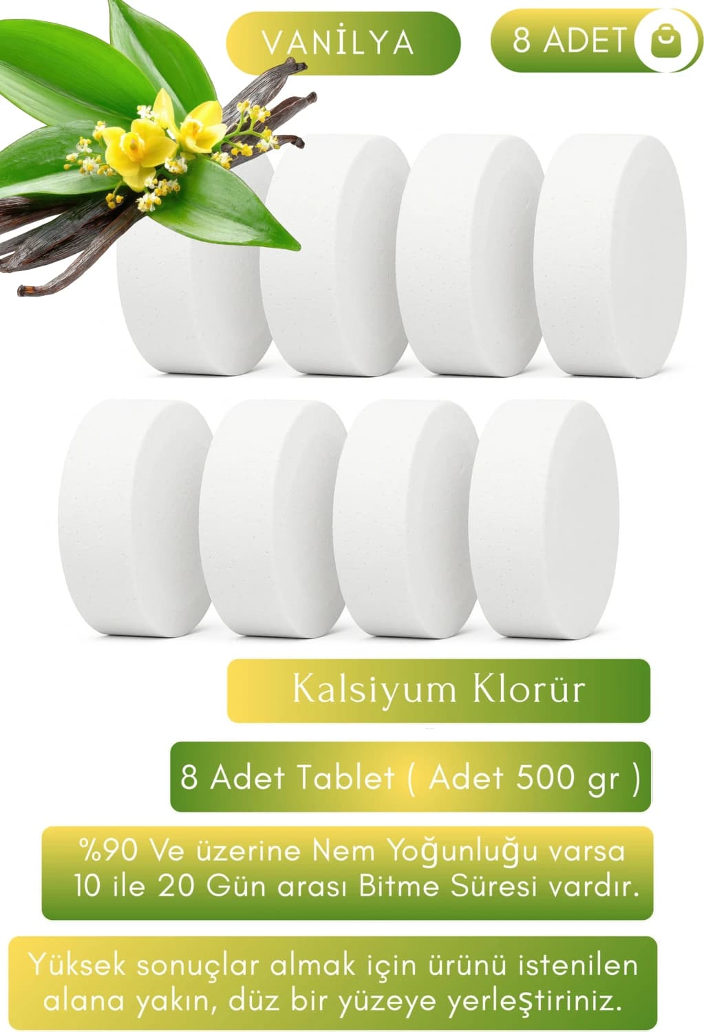 8 Adet Vanilya, Ev Tipi Nem Alıcı Tablet 500g | Küf Ve Rutubet Giderici ...