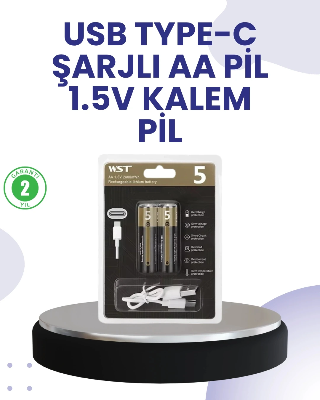 Type-C USB ile Hızlı Şarj Edilebilir Aa Kalem Pil | 1.5V Lityum ...