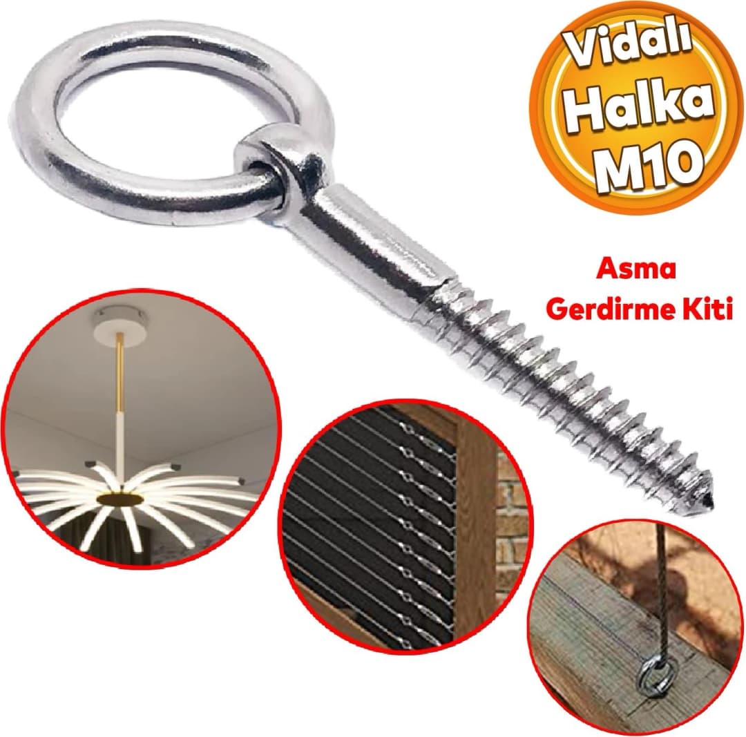 Halkalı Metal Paslanmaz M10 Vidalı Gerdirme Sabitleme Çekme Kaldırma ...