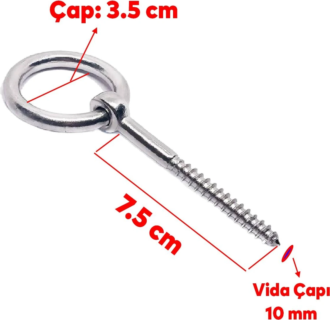 Halkalı Metal Paslanmaz M10 Vidalı Gerdirme Sabitleme Çekme Kaldırma ...