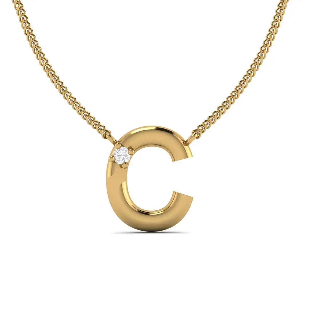 C Collar con iniciales talla redonda 0.01 CT
