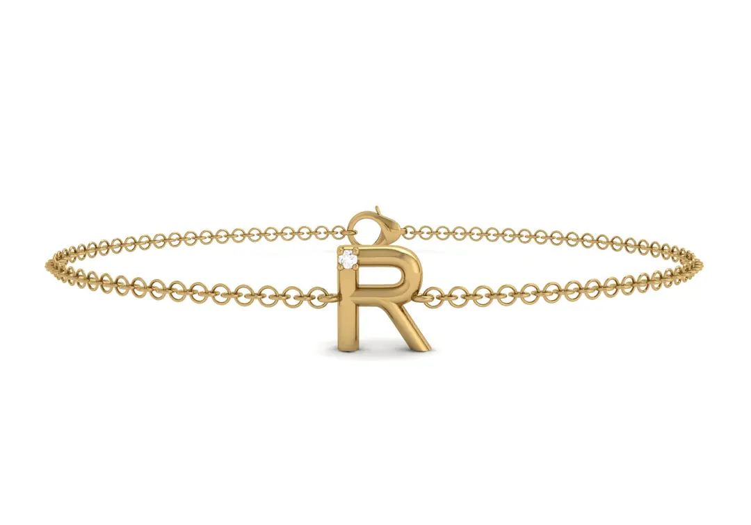 R Harf Altın Zincir Bilezik 0.01 Karat