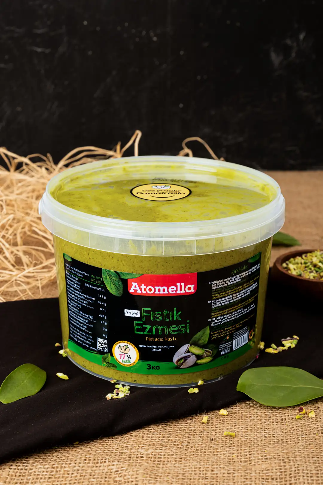 Antep Fıstık Ezmesi (%77 FISTIK) ATOMELLA 3 KG
