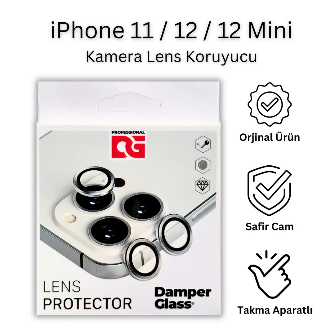 iPhone 11 / 12 / 12 Mini Uyumlu Safir Kamera Koruyucu Lens