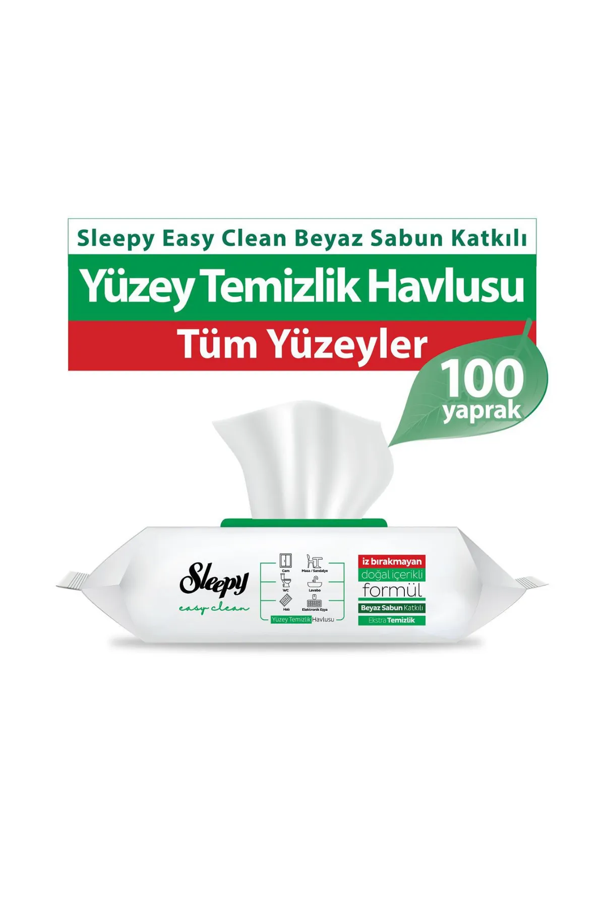 Sleepy Easy Clean Yüzey Temizlik Havlusu Beyaz Sabun 100 Adet