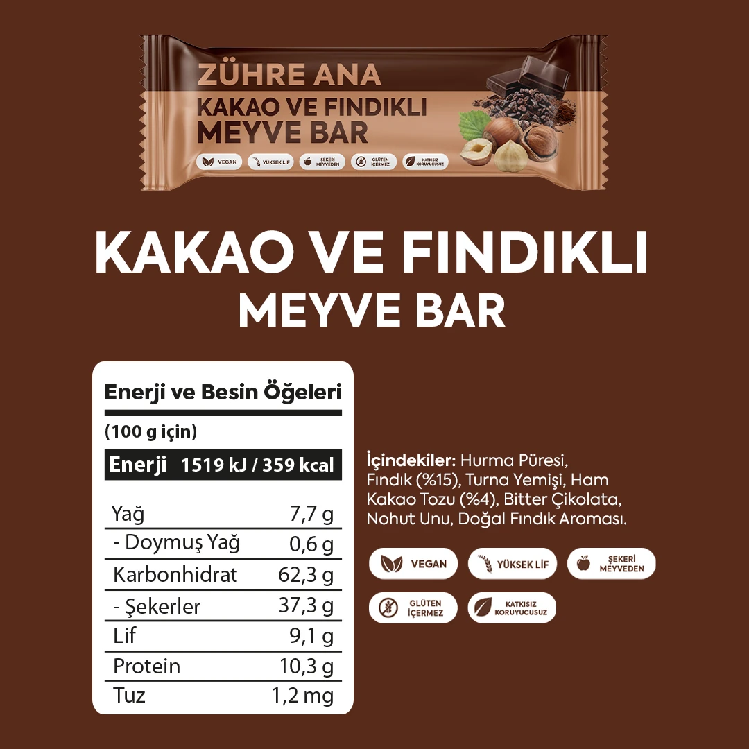 Kakaolu ve Fındıklı Meyve Bar