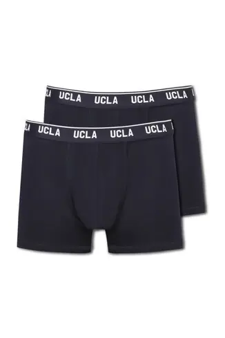 IRVINE 2'li Lacivert Bel Bantlı Jakarlı Standard Fit Erkek Boxer UCLA