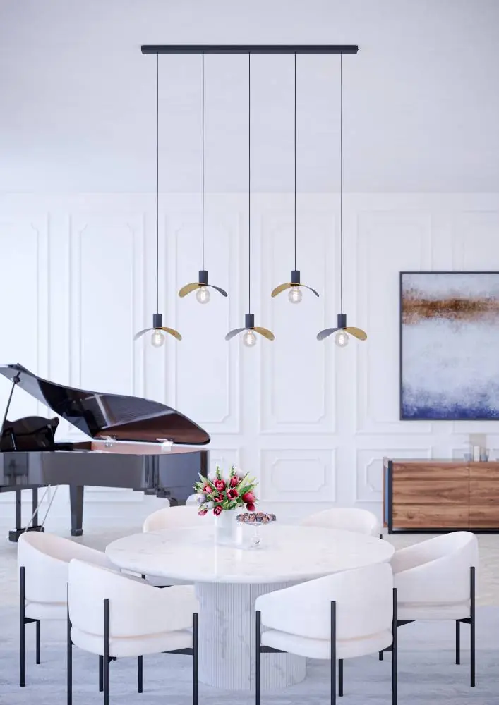 Eglo 390396 "SACEDA" 150 Cm Yüksekliğinde Çelik Siyah, Gold Sarkıt ...