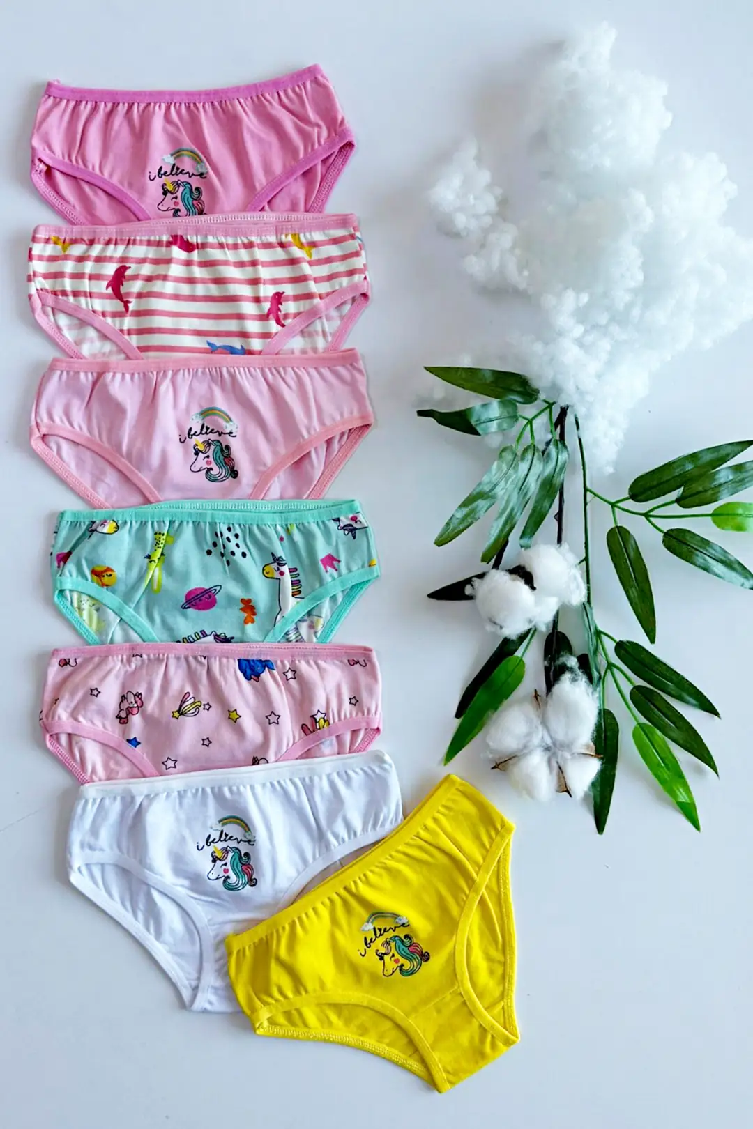 KUGUKIDS7'Lİ UNİCORN DESEN KIZ SLİP SET | %100 Pamuklu Ürünler ...