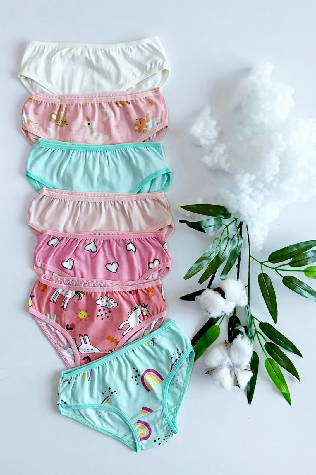 KUGUKIDS7'Lİ DESENLİ KIZ SLİP SET | %100 Pamuklu Ürünler ...