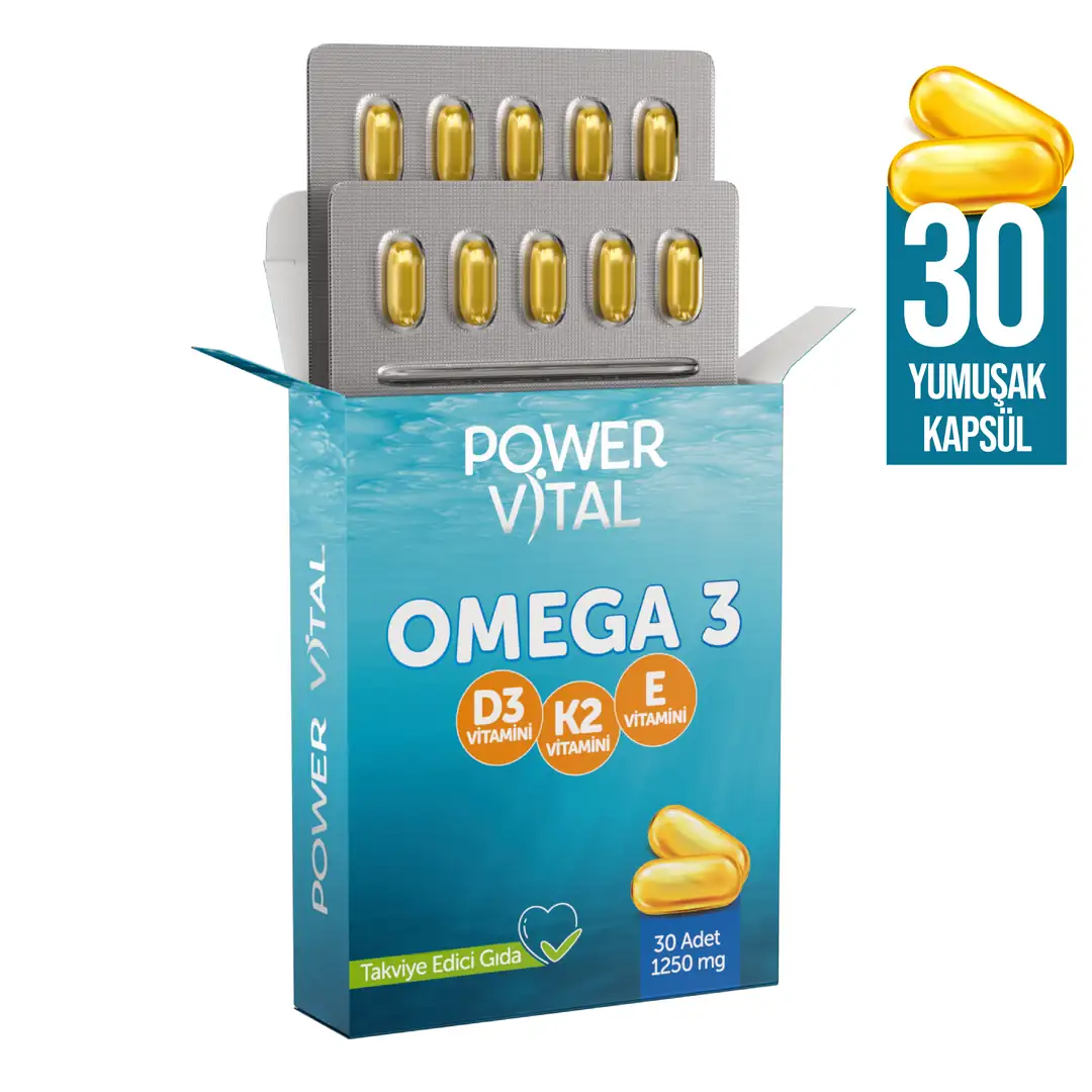 Omega 3 Kapsül (Omega-3, D3 Vitamini, K2 Vitamini ve E Vitamini) - 30 Adet