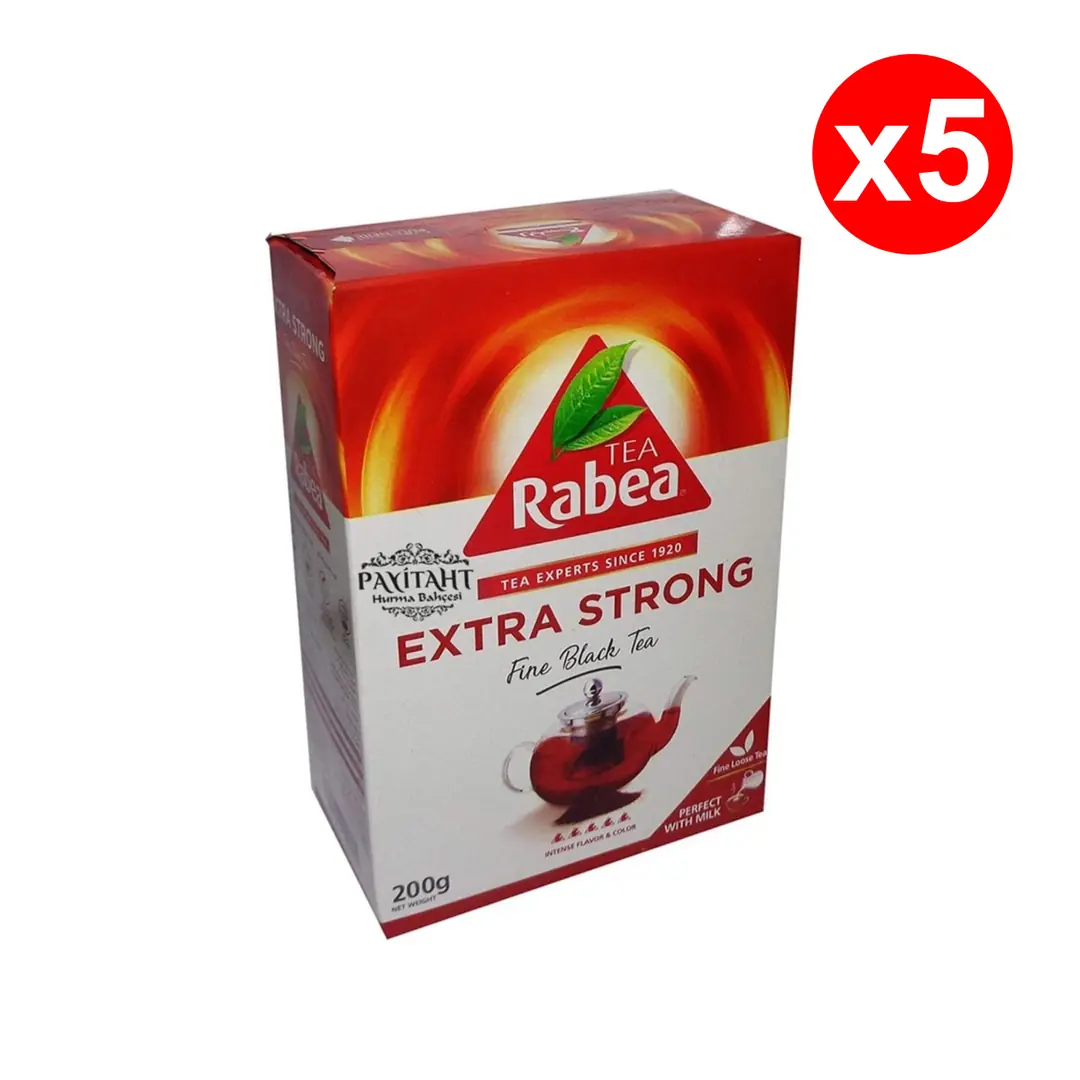 RABEA TEA-EXTRA STRONG ZENGİN AROMALI SİYAH ÇAY-ARAP ÇAYI 200 GR-5 PACK