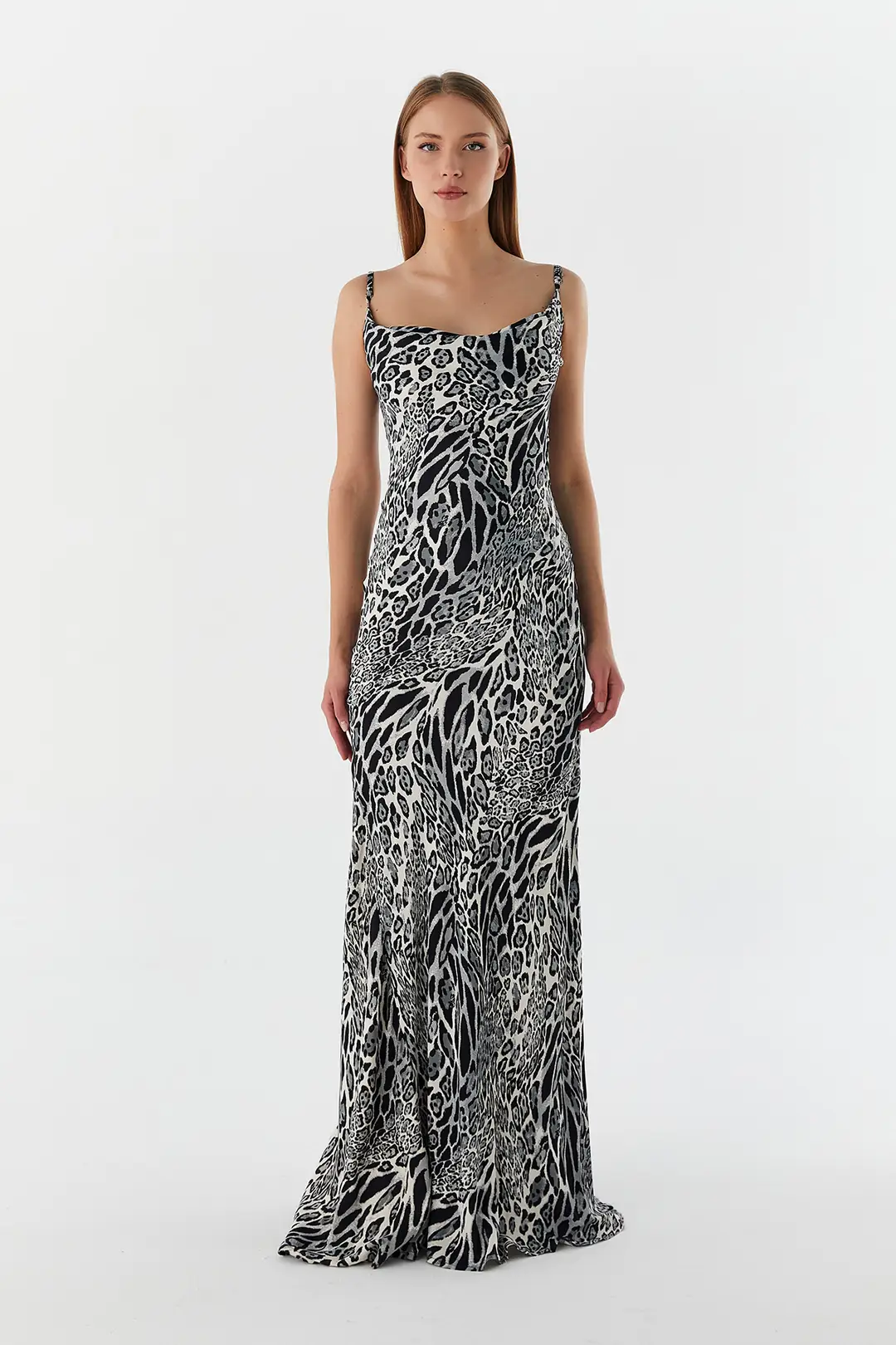 ASKALI DEGAJE YAKA DETAYLI ELBİSE