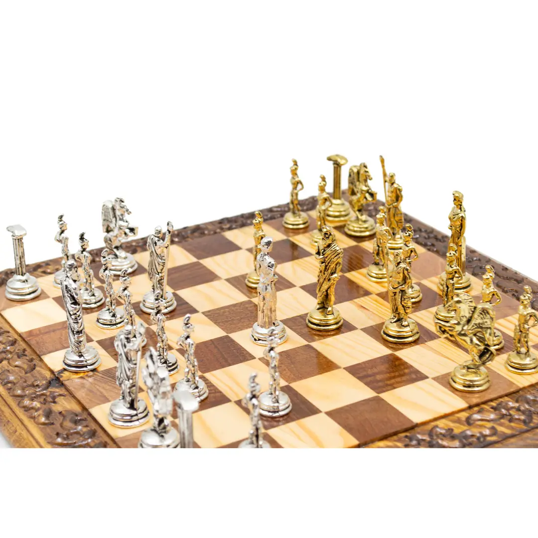Hand Curved Walnut Chess Set with Classic Chess Pieces, Engraves Chess ...