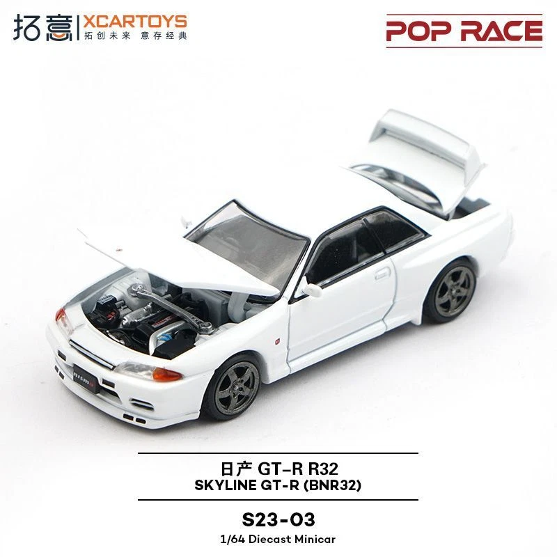 Pop Race | PR640157 | 1/64 Ölçek Nissan Skyline GT-R R32, Crystal Beyaz