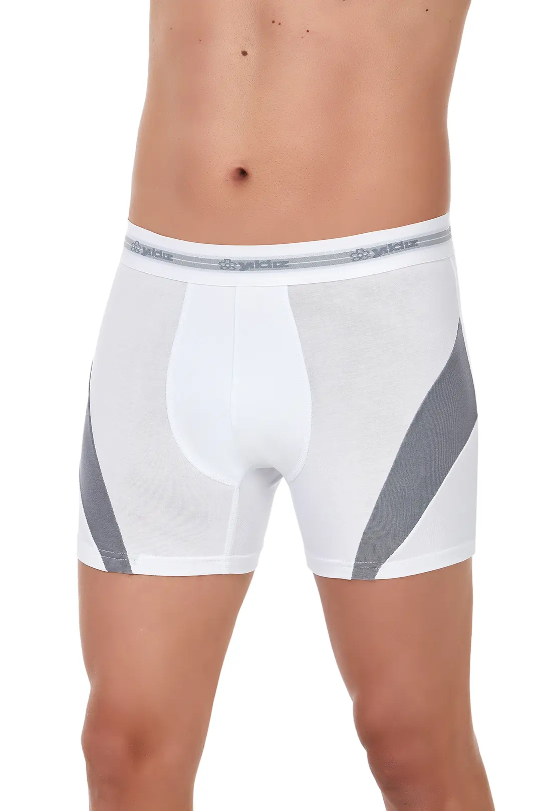 Erkek Beyaz 3'lü Paket Şeritli Modal Boxer