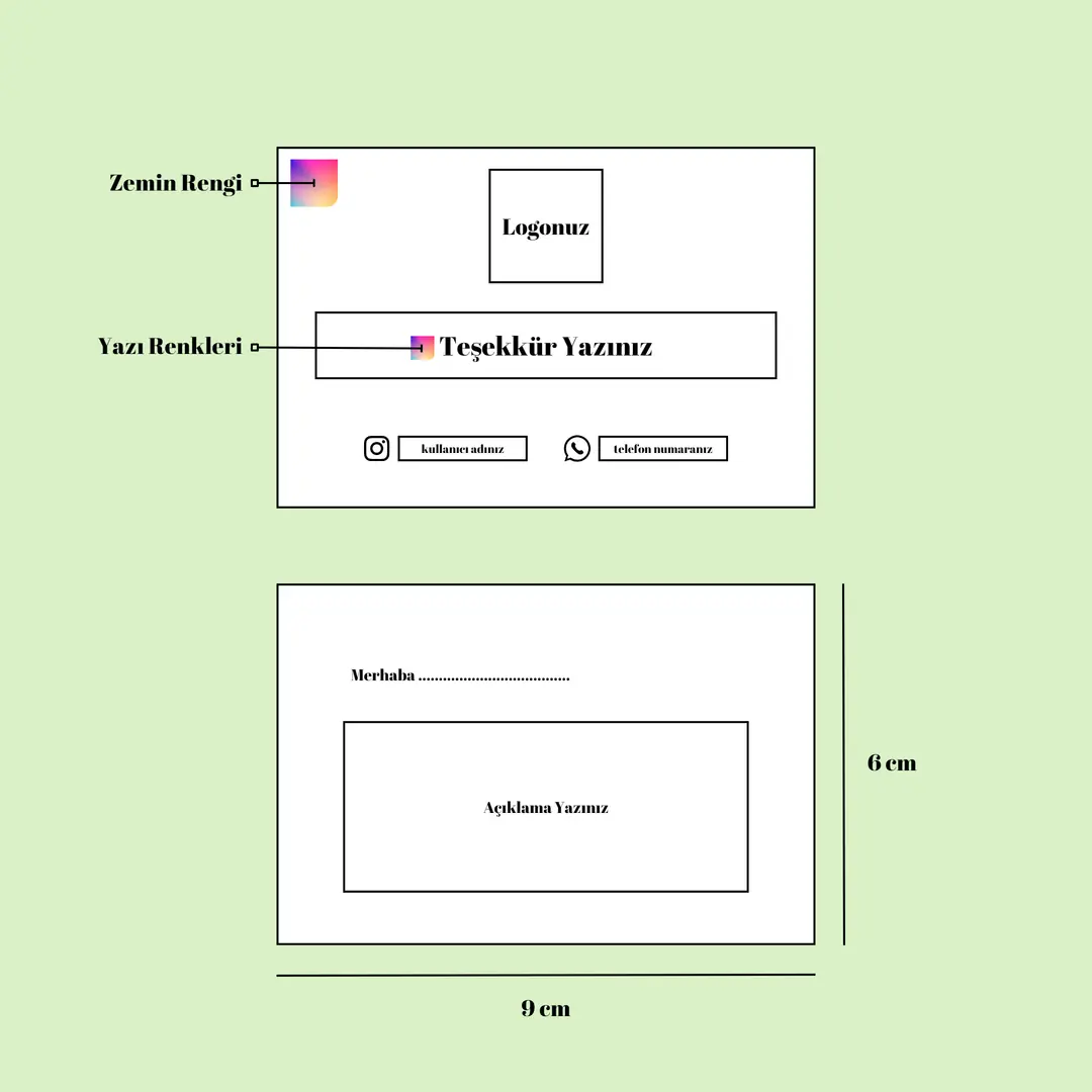 Markanıza Özel Çevre Dostu Teşekkür Kartı 9x6 cm