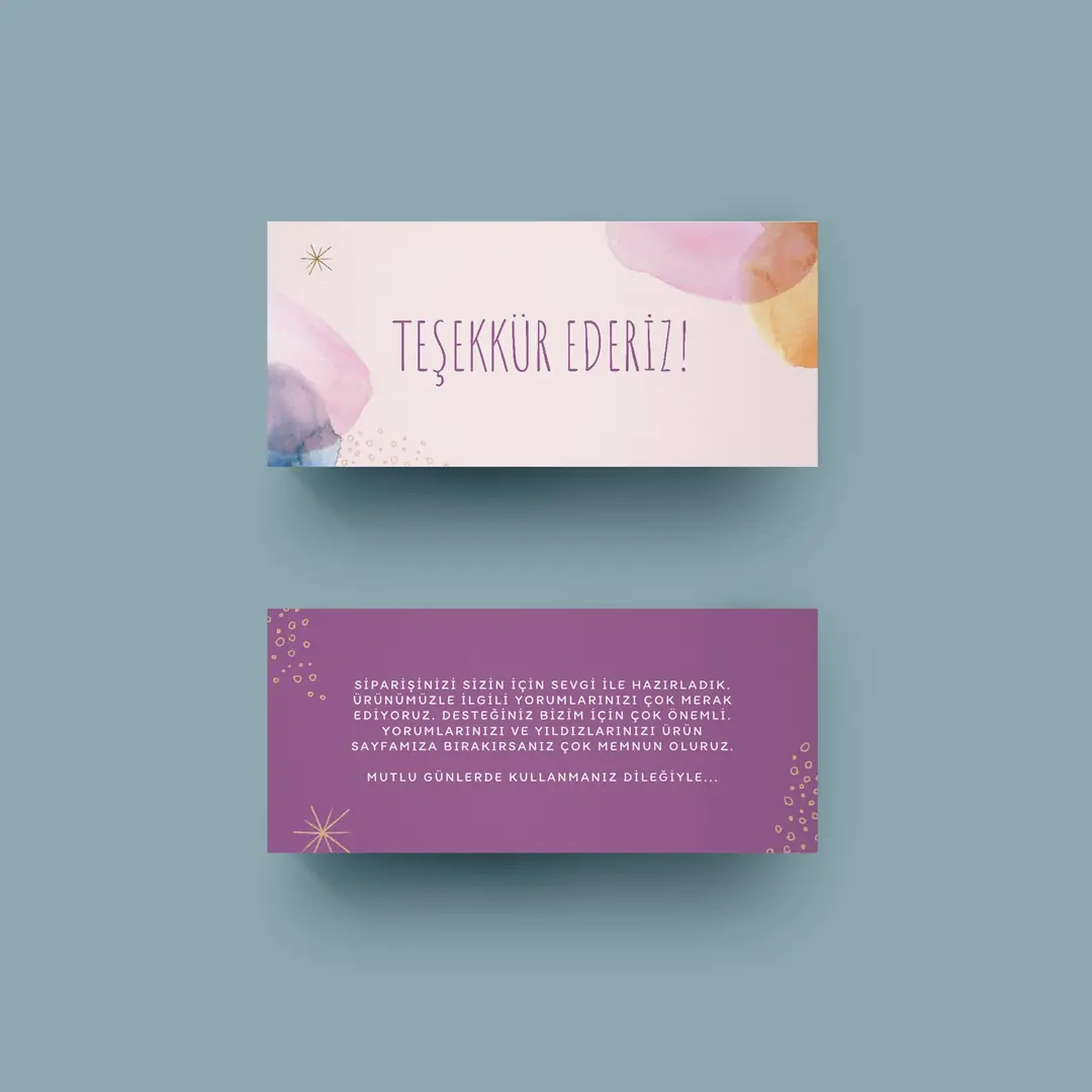 9x6 cm Hazır Teşekkür Kartı (Şablon5)