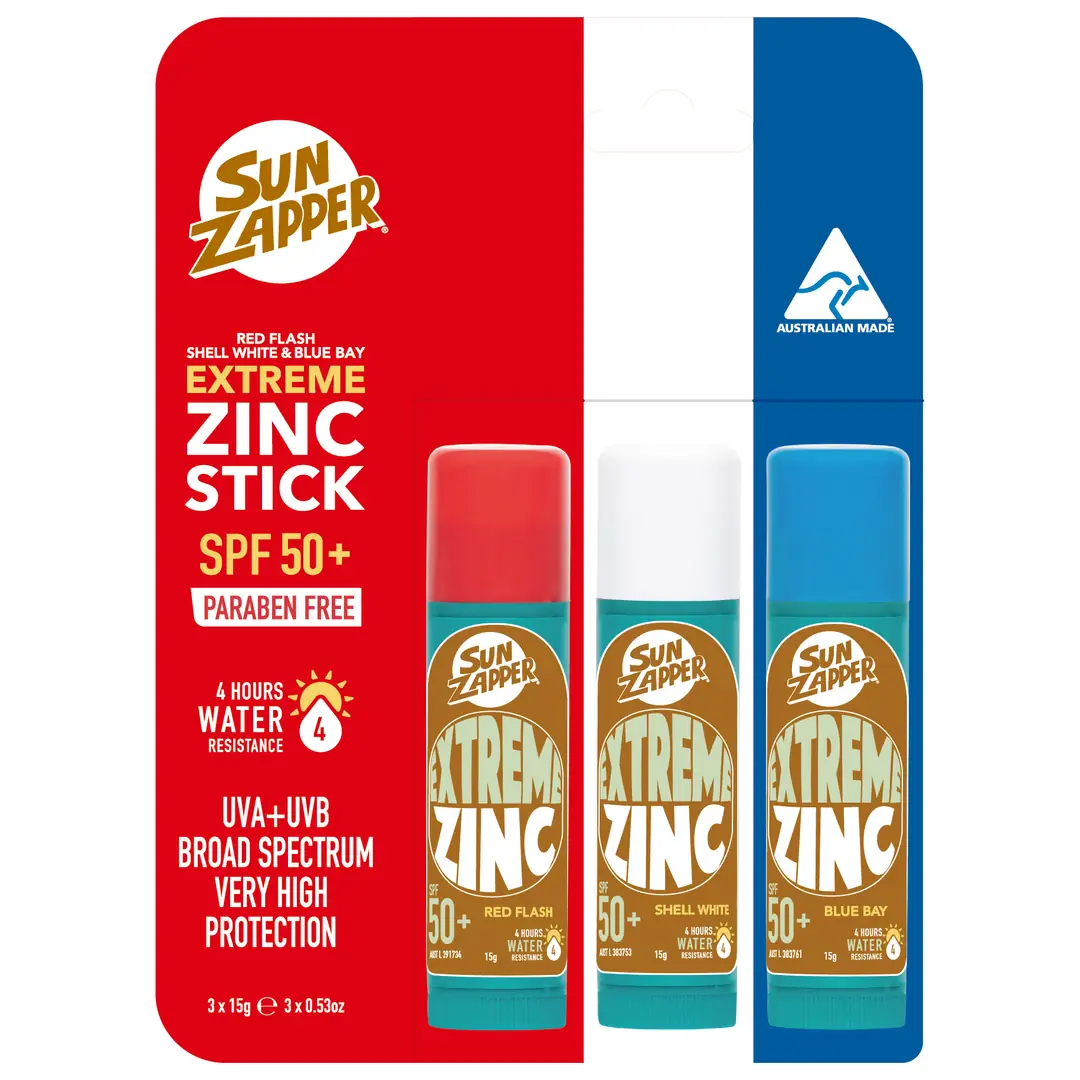 Sun Zapper Extreme Zinc Stick Triple Pack 45g Red White Blue