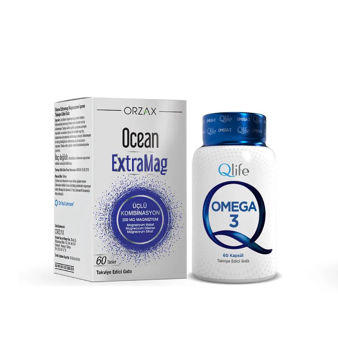 Qlife Omega3 60 Kapsül + Ocean ExtraMag 30 Tablet — Kas & Zihin Desteği ...