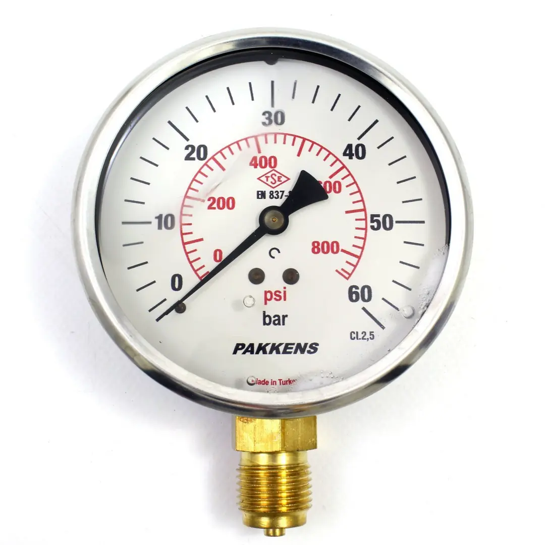 Pakkens 0-60 Bar 100 mm Bottom. Glycerin Manometer