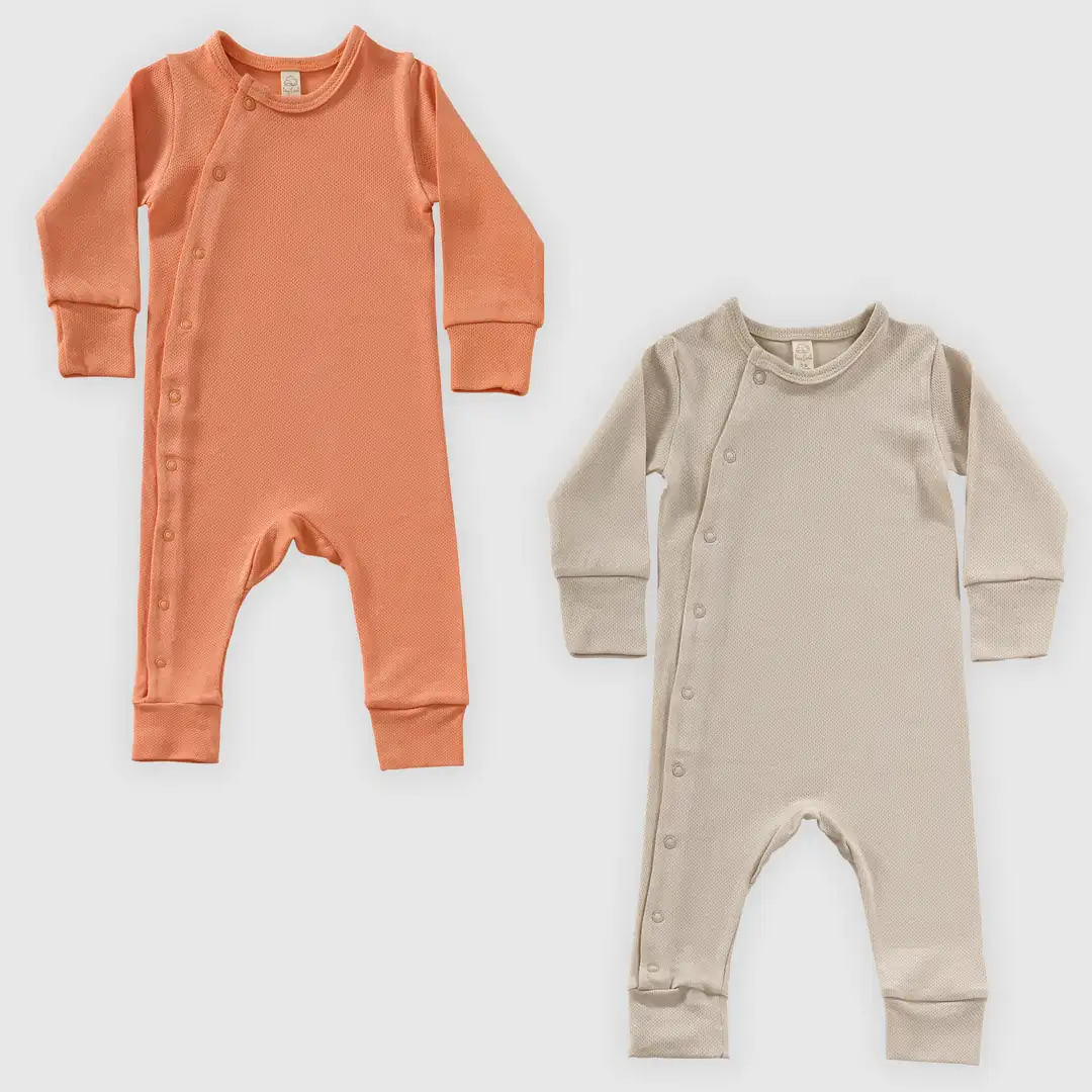 Candy Bebek Tulumu - 2 Adet | Yavruağzı ve Taş Renk Bebek Tulumu