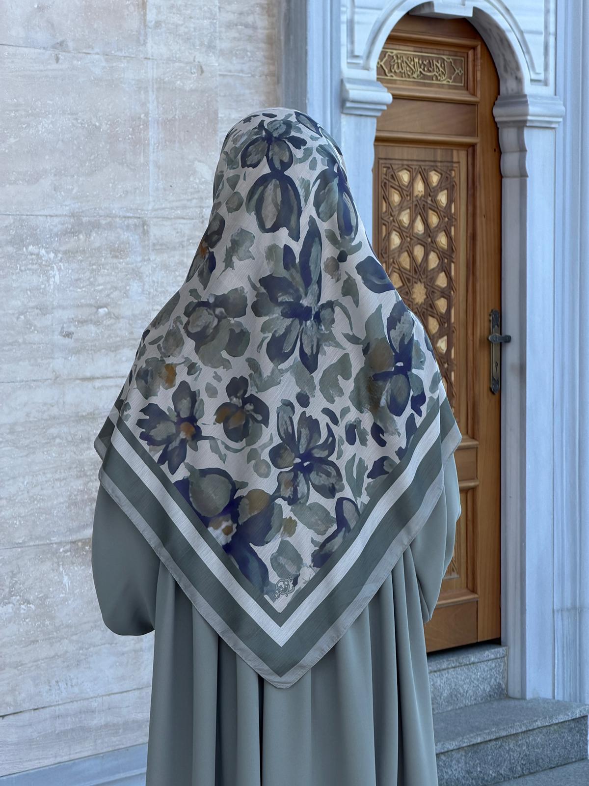 Pamuklu Soft Nazenin Desen Eşarp-Mint| Qalor Scarf