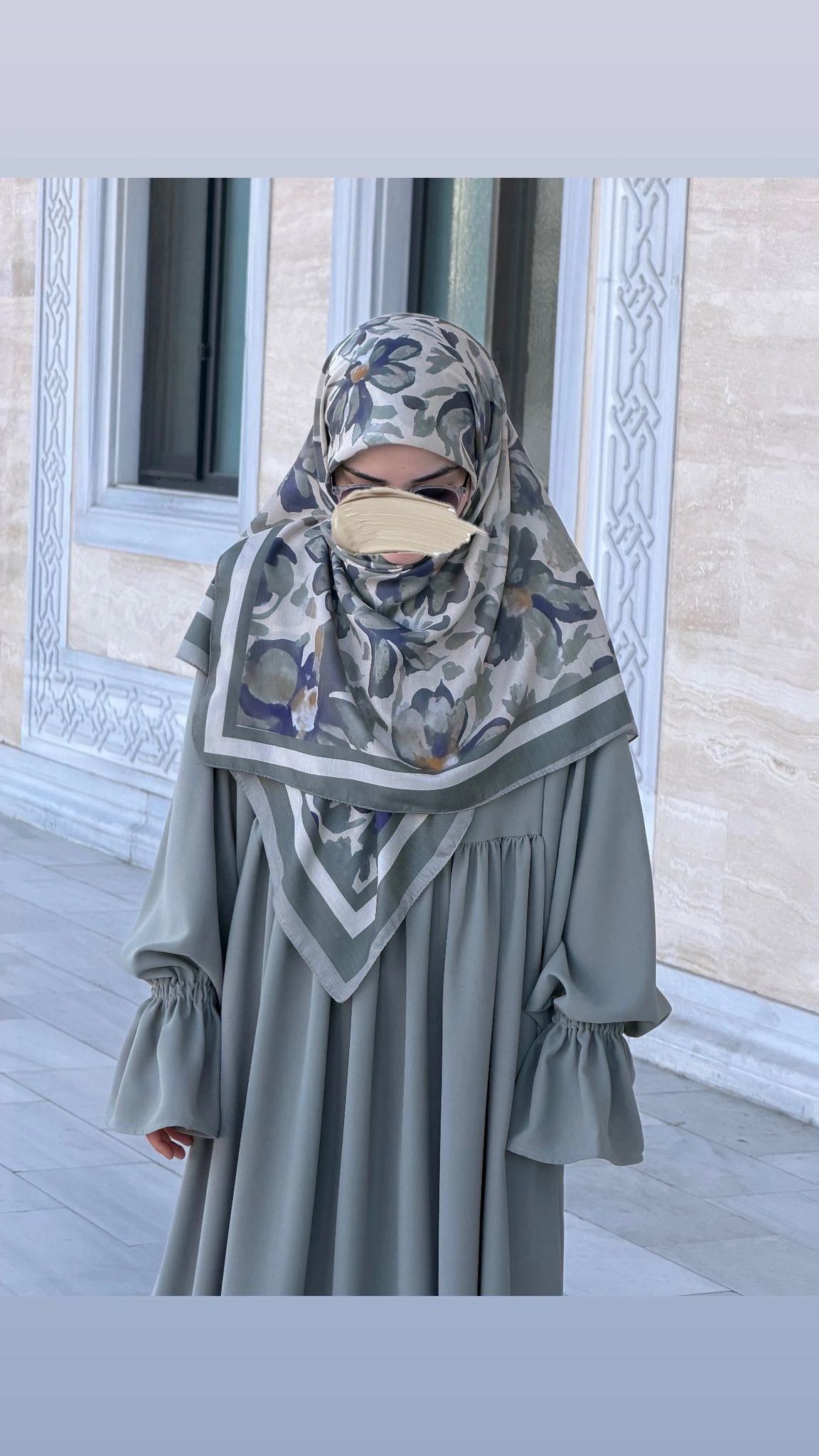 Pamuklu Soft Nazenin Desen Eşarp-Mint| Qalor Scarf