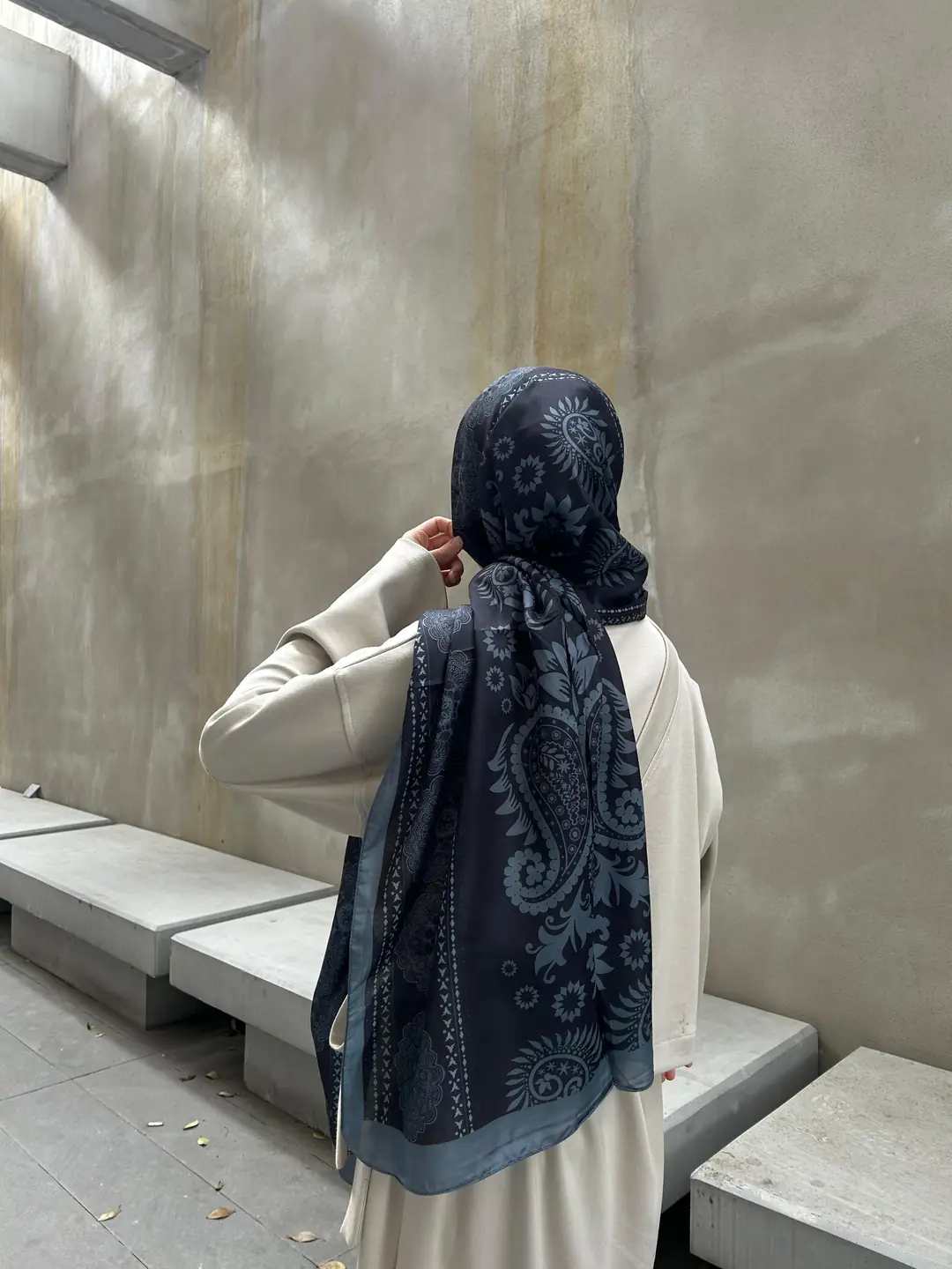 Pamuklu Soft Arya Desen Şal-Siyah/Antrasit| Qalor Scarf