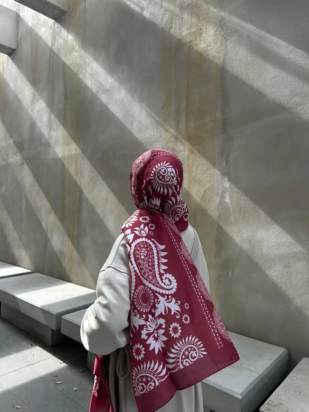 Pamuklu Soft Arya Desen Şal-Bordo| Qalor Scarf