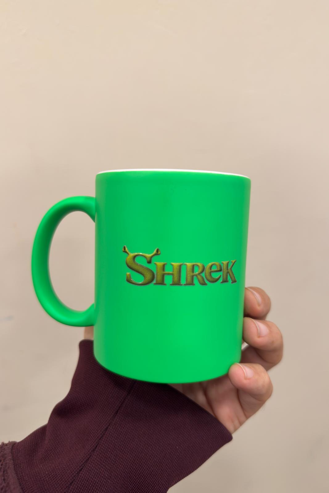 Shrek Ağızlı Neon Yeşil Porselen Kupa Bardak
