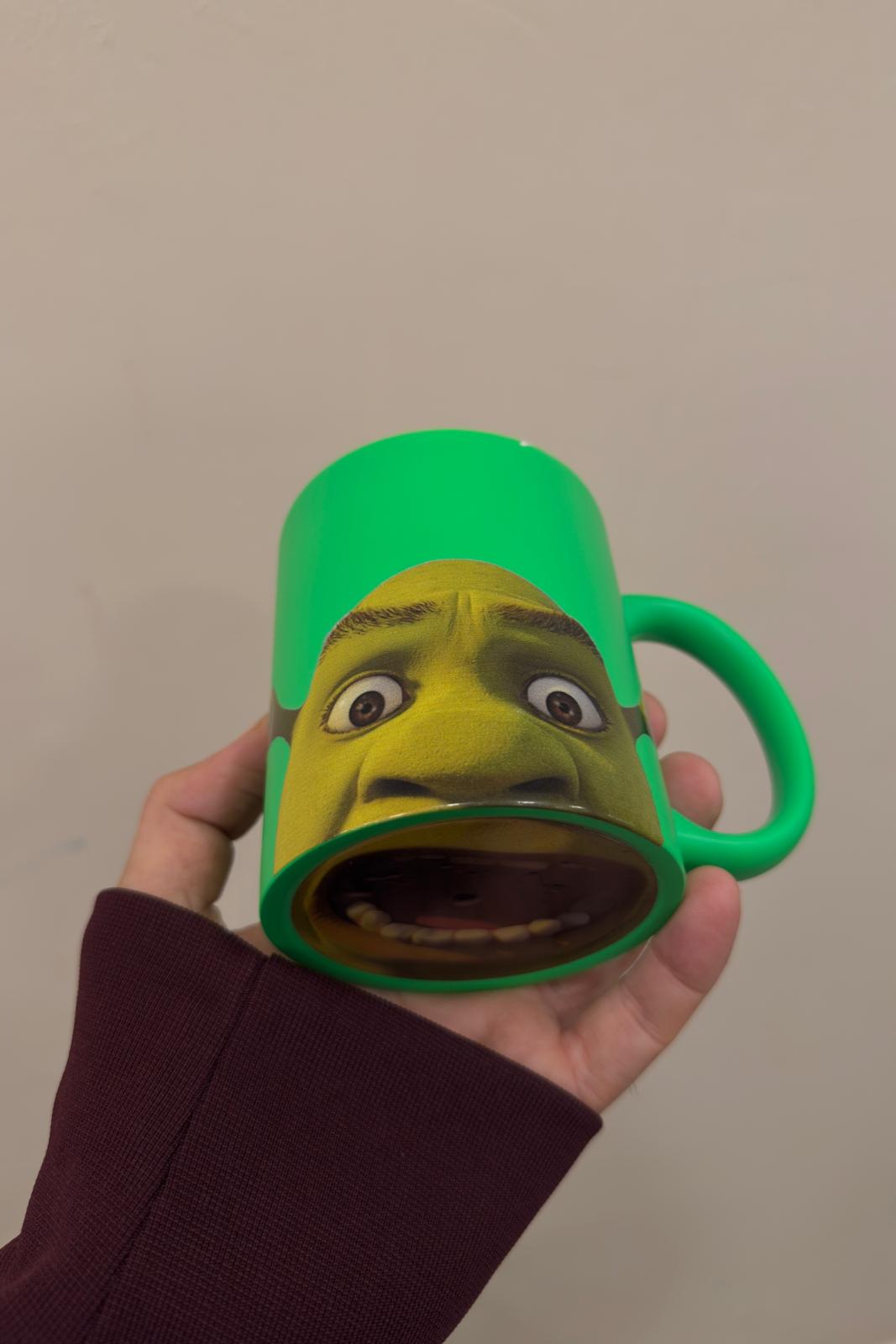 Shrek Ağızlı Neon Yeşil Porselen Kupa Bardak