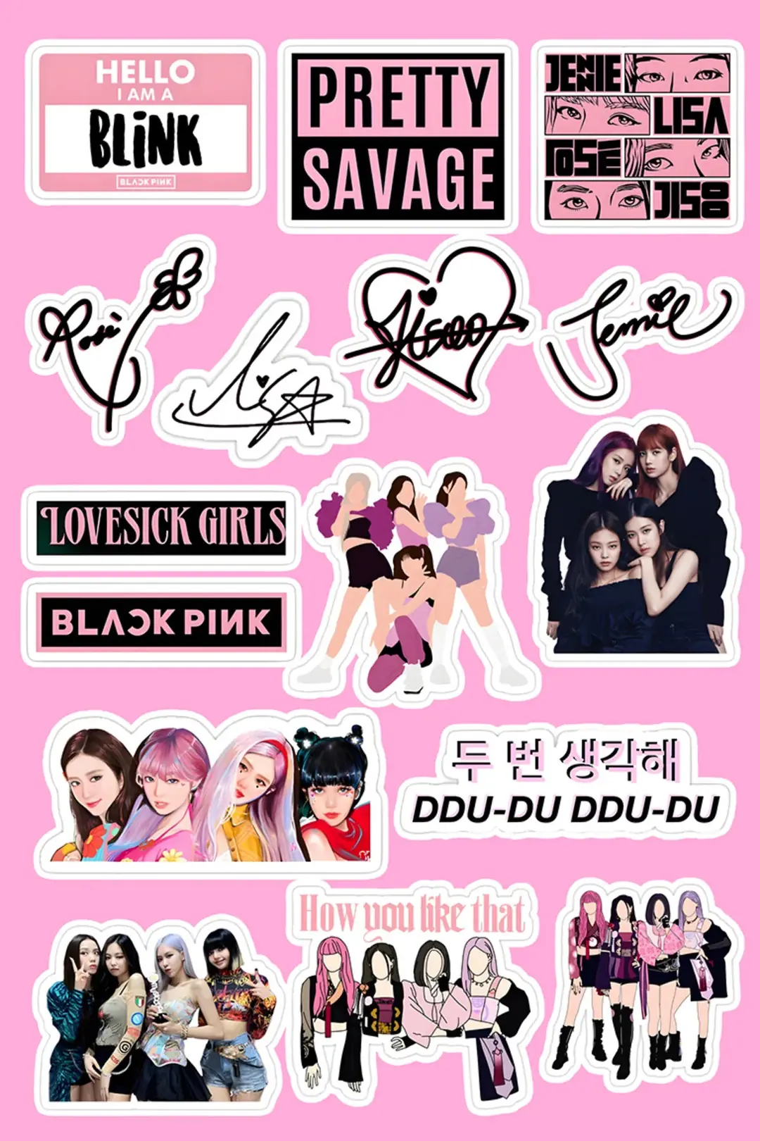 Black Pink 16'lı Sticker Paketi