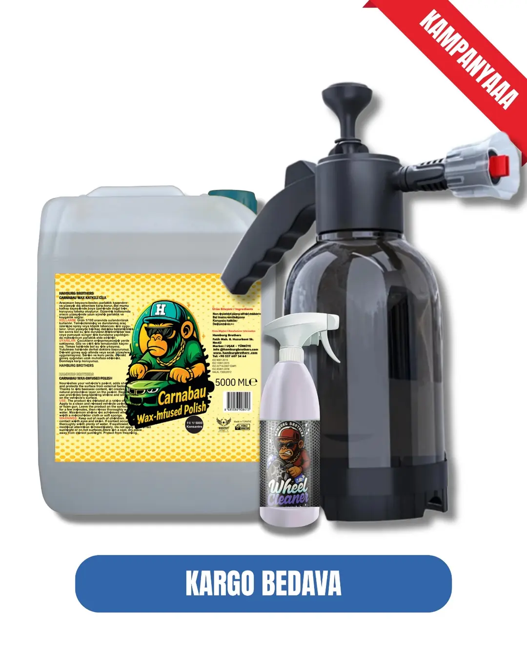 5 Kg Carnuaba Hızlı Cila 2 lt Köpük Atar Pompa 720ml Jant temizleyici ...