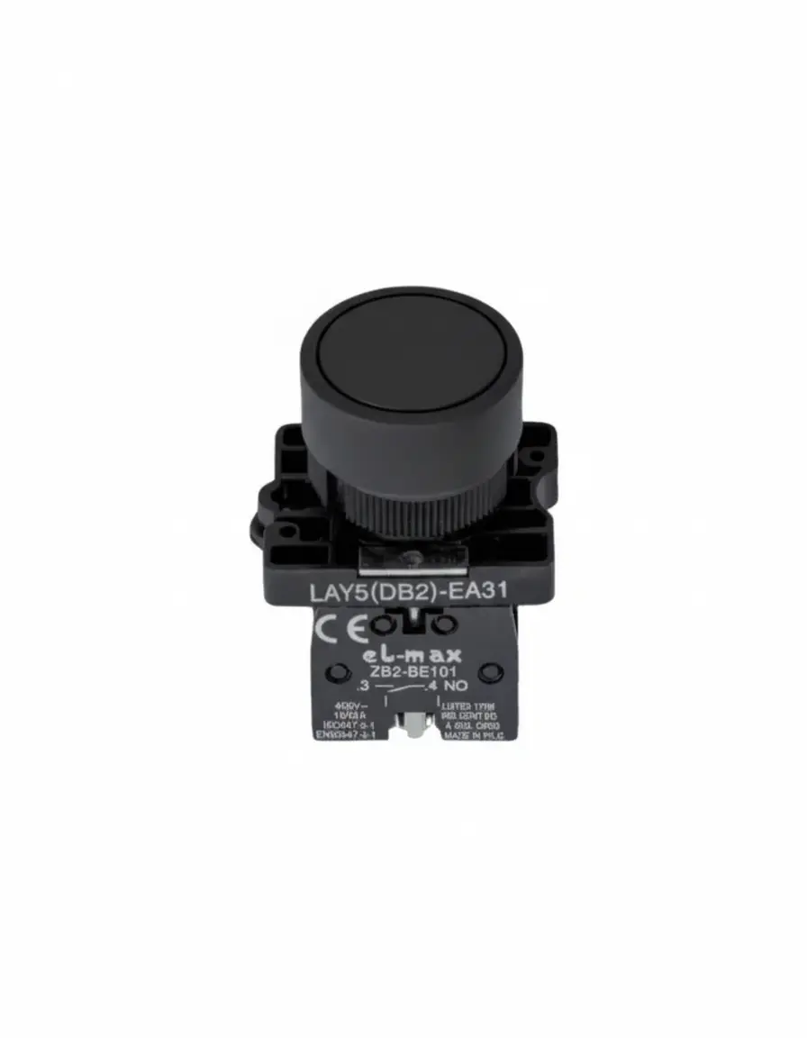 Elmax 22 mm Siyah Start Buton – 1 NO Yaylı Plastik LAY5-EA (IP44 250V ...
