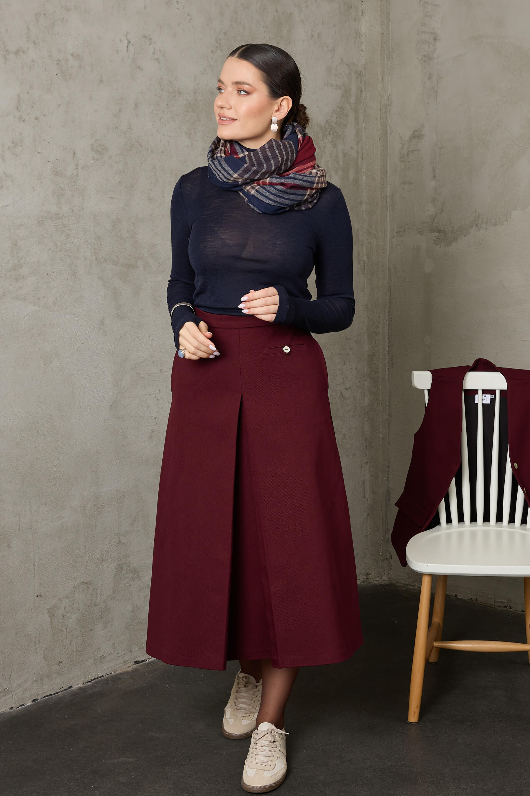 Bordo Pamuk Gabardin Etek - Filiz | SadeKal