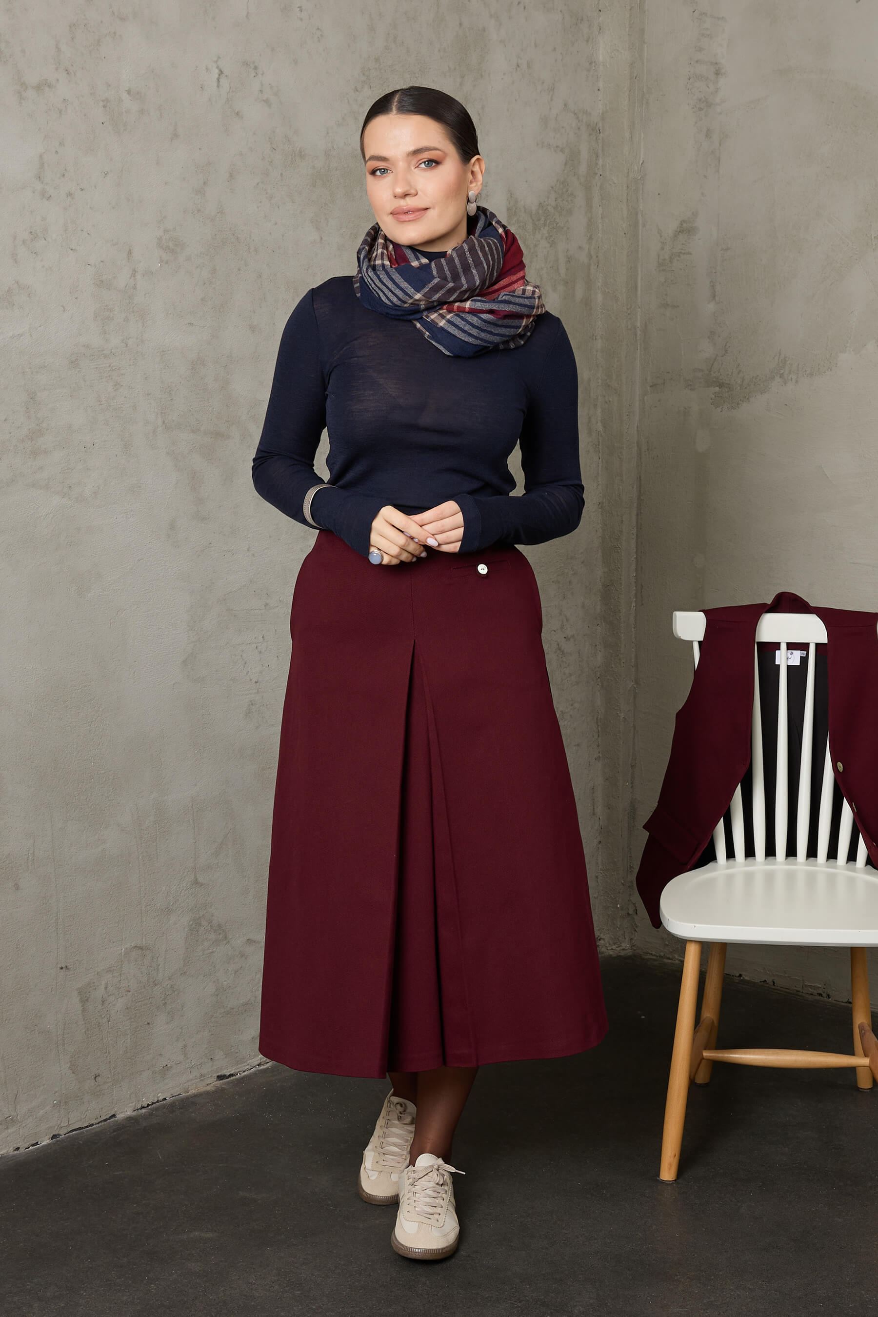 Bordo Pamuk Gabardin Etek - Filiz | SadeKal