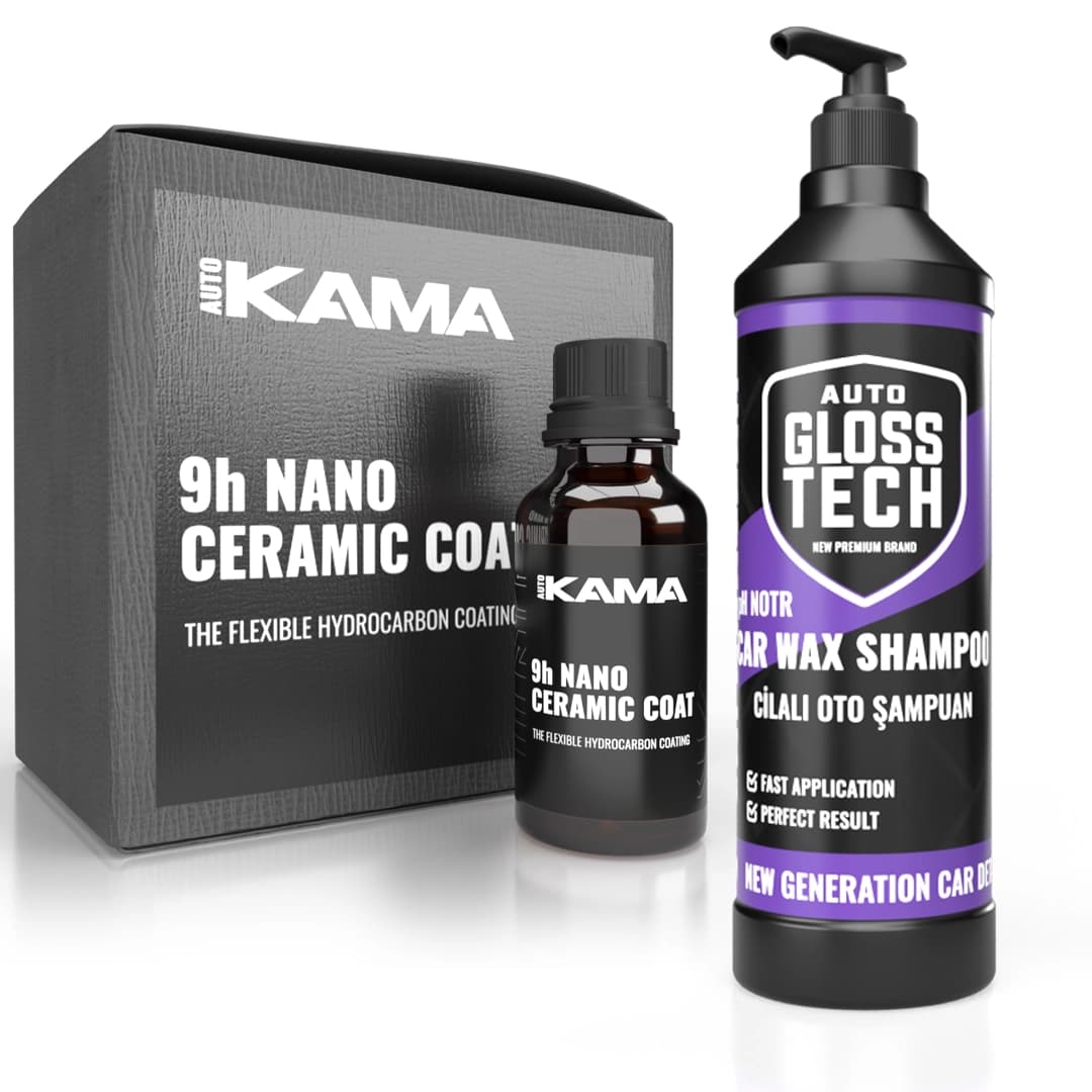 Autokama Ceramic Coat 30ml- Auto Glosstech Cilalı Oto Şampuan 500ml 2'li Set