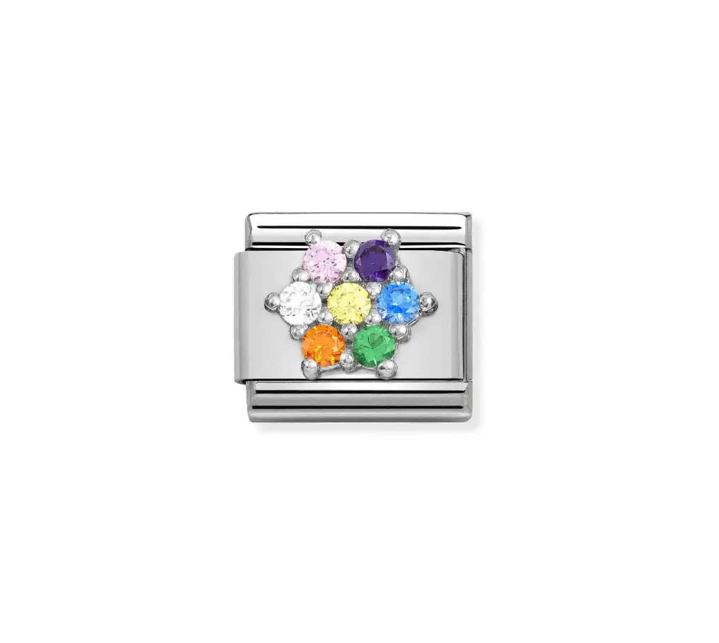 Reorah - COMPOSABLE LINK WITH RAINBOW FLOWER IN SILVER