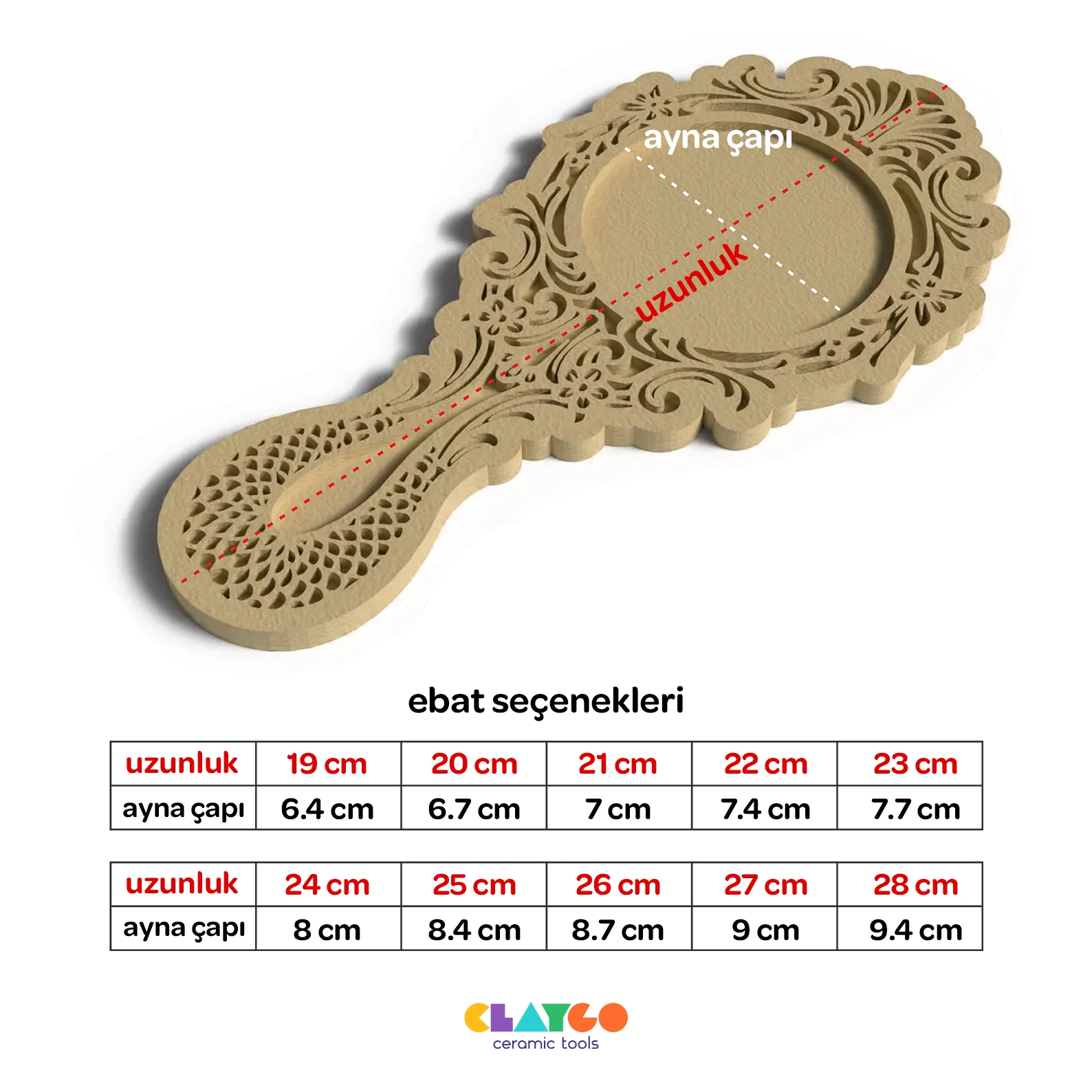 Ayna Kalıbı 002 Saplı ve Motifli Damga ve Kesici Set