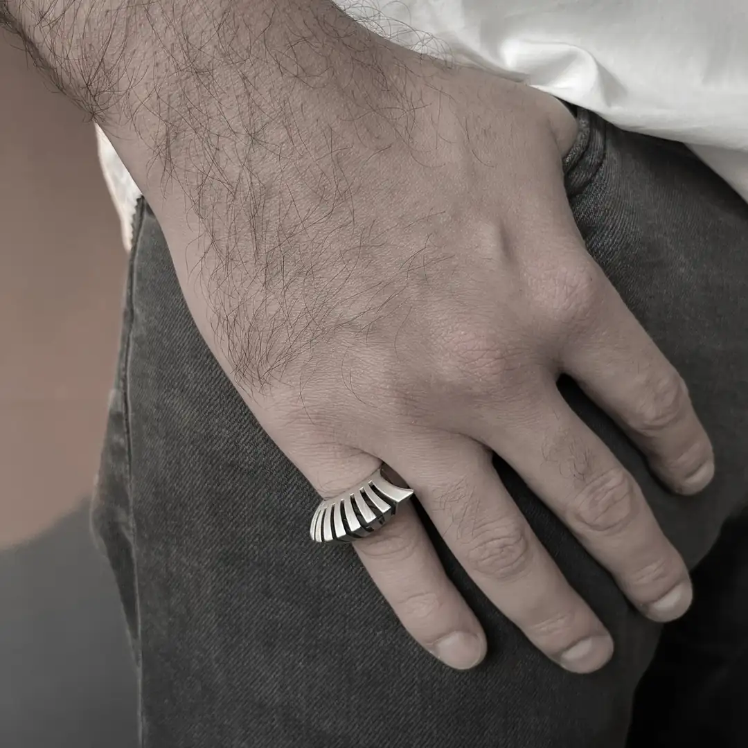 Nautilus - 925k Oxidized Sterling Silver Pinky Ring