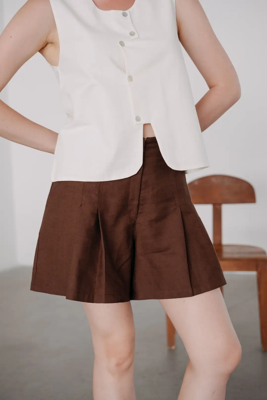 Amy Coffee Şort | Elde Üretilmiş Keten Şık ve Rahat Kahverengi Kısa ...