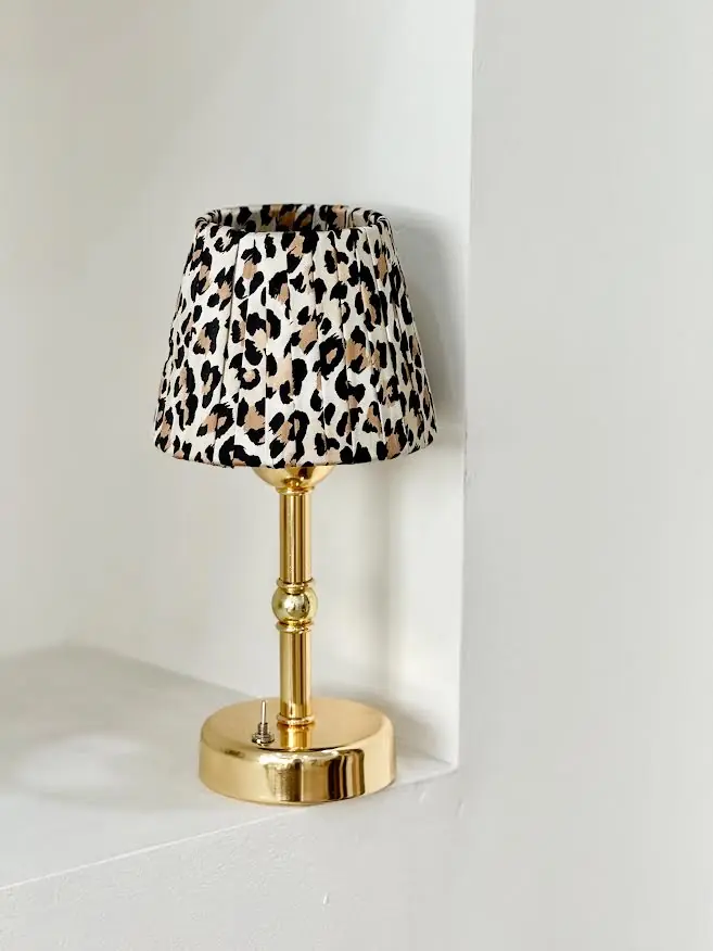 Leopard Pleated Wireless Table Lamp - Long Bottom Bright Gold Led Light