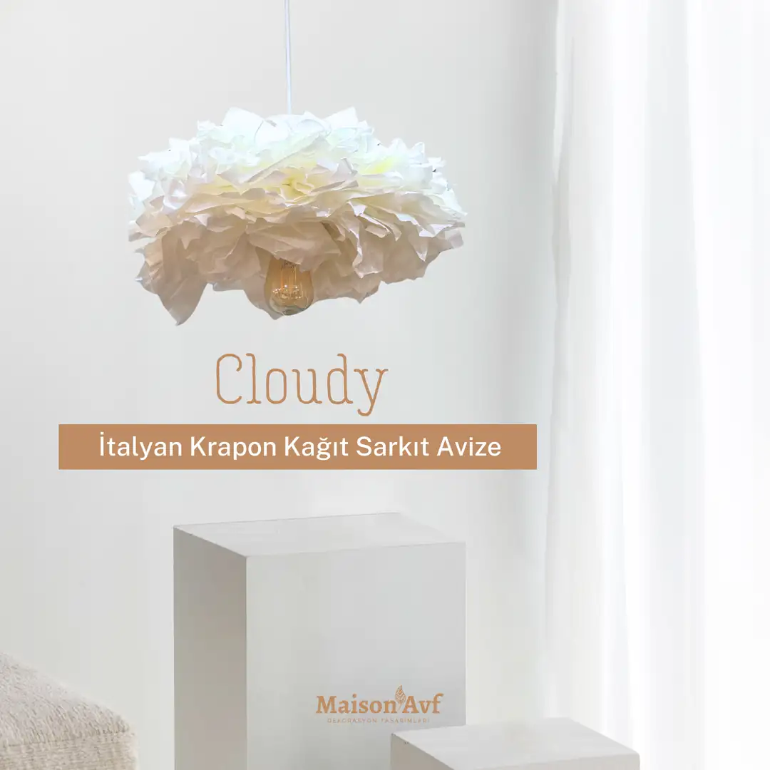 Cloudy Tasarım İtalyan Kağıt Beyaz Sarkıt Avize
