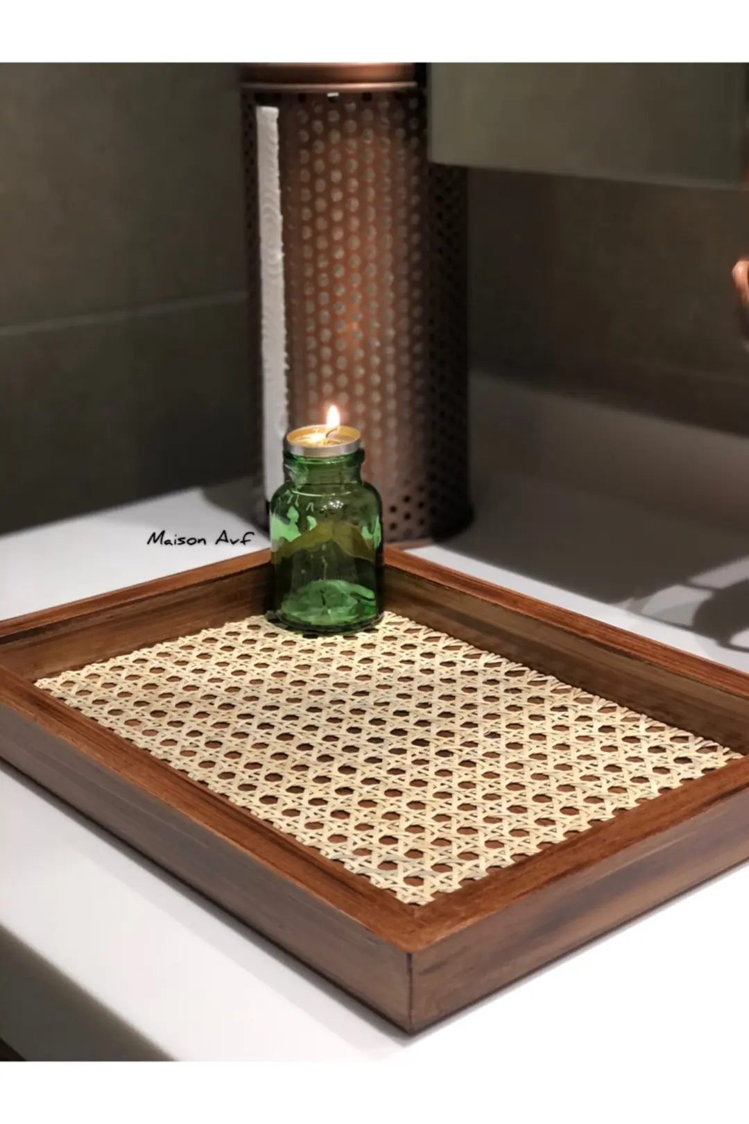 Rattan Cane Tray Distressed Model Rectangle (%100 NATURAL CANE) M017