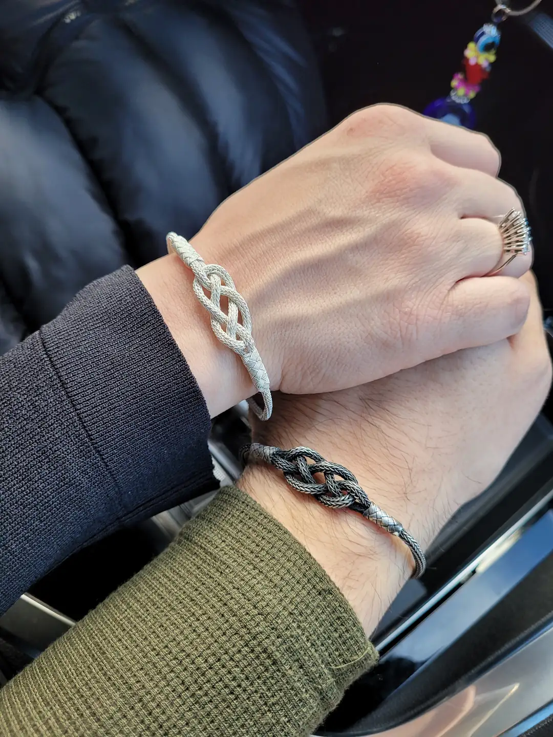 Silver Hand Braided Love Knot Couple Bracelet - Piyera Silver