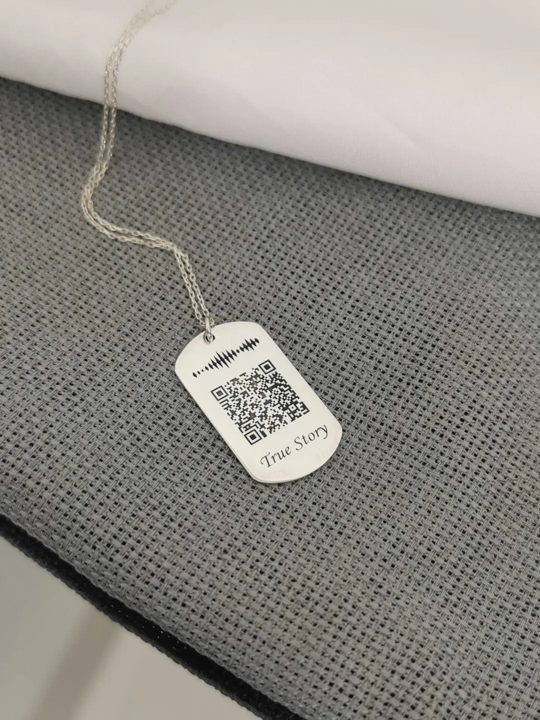 QR Kod ses kaydı Gümüş Asker Kolyesi | Piyera Silver